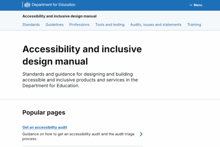Improving the DfE accessibility and inclusive design manual ...
